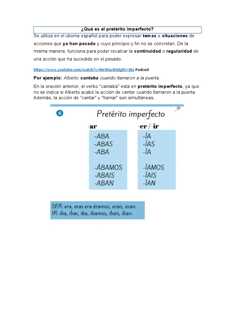 Pretérito Imperfecto | PDF | Verbo