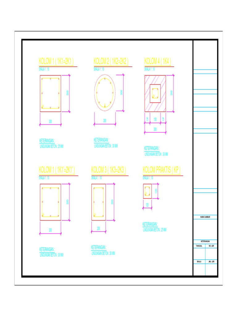 DENAH DAN DETAIL KOLOM-Model | PDF