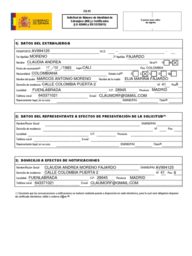 15-Formulario NIE y Certificados | PDF | Privacidad de la información ...