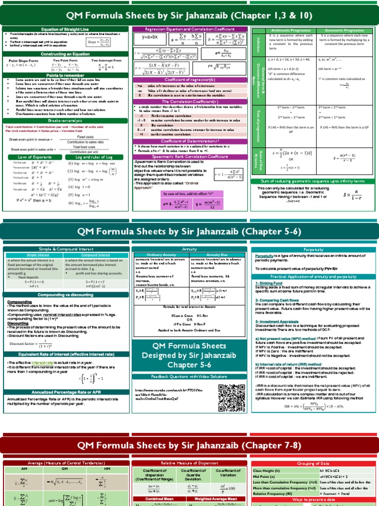 Formula Sheets | PDF | Net Present Value | Statistical Hypothesis Testing