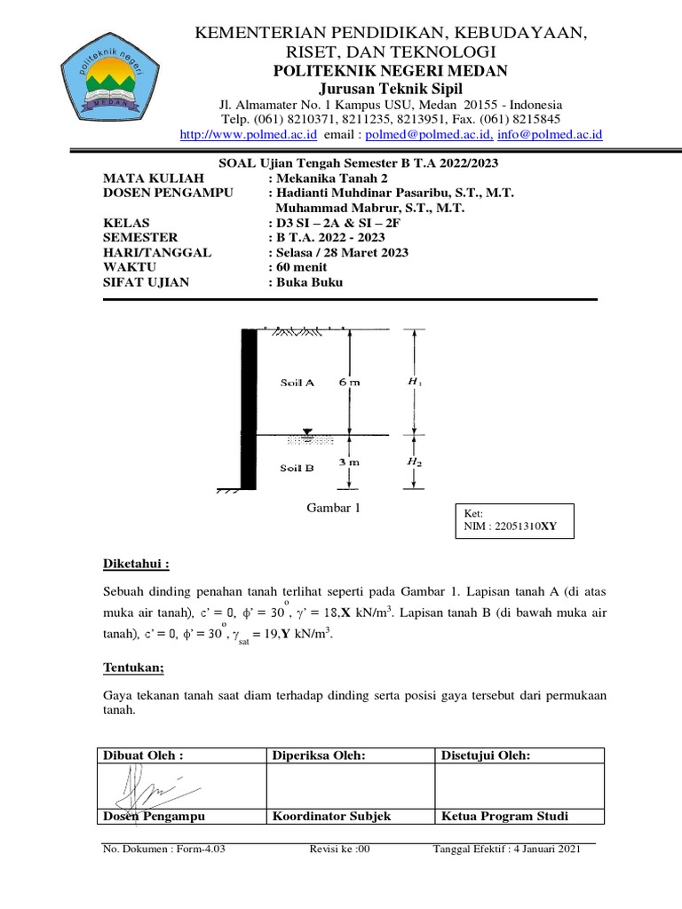 Soal UTS Mektan 2 D3 - 2023-Signed PDF | PDF