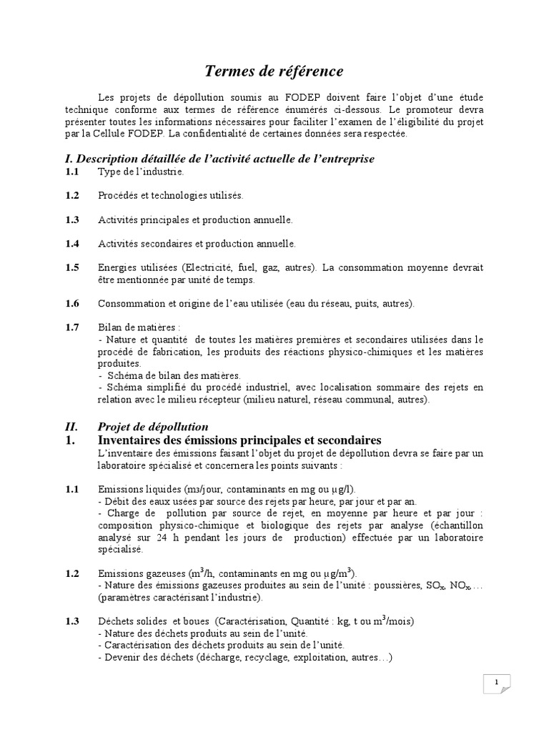 TDR Etude Technique | PDF | Dépollution | Chrome