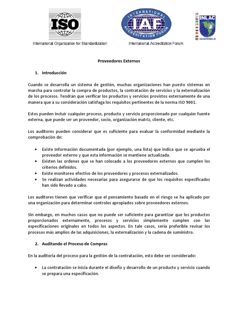 GUIA Proveedores Externos | PDF | Auditoría | Business