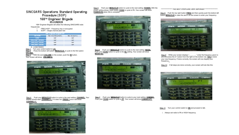 SINCGARS Radio Setup SOP Guide | PDF | Wireless | Computing