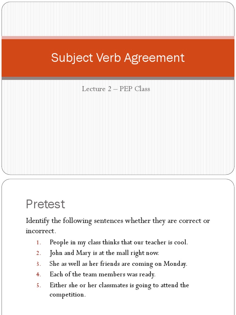 Subject Verb Agreement | PDF | Grammatical Number | Verb