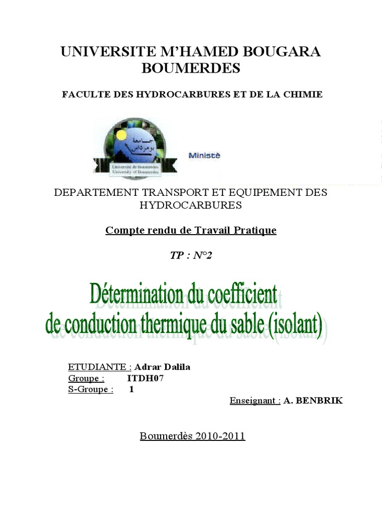 TP tt2 | PDF | Conduction thermique | Isolation thermique