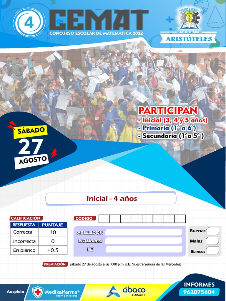 CEMAT 2022 - Inicial 4 | PDF