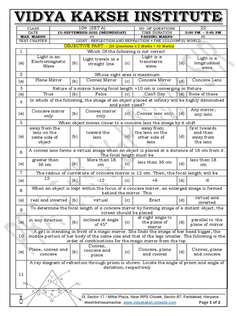 10 - Light - Reflection and Refraction + The Colourful World - 15.sep ...