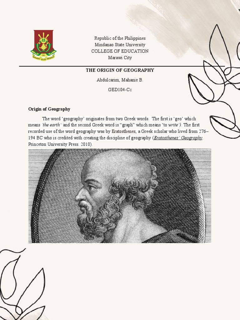 1 The Origin of Geography | PDF | Geography | Earth Sciences
