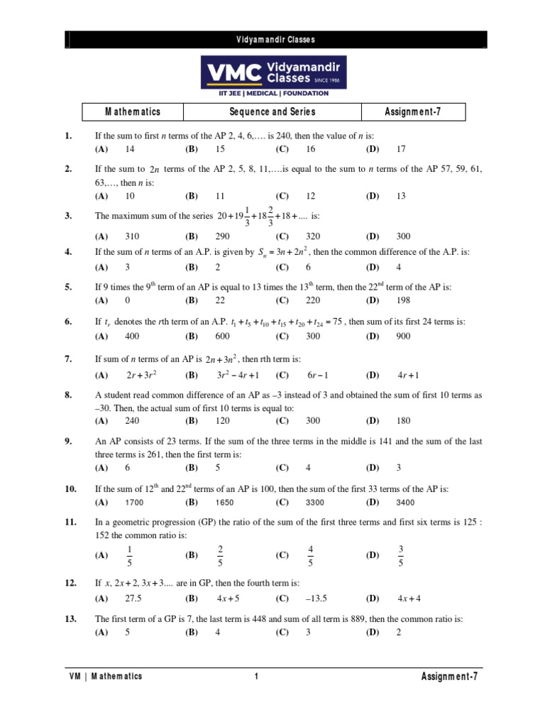 Sequence and Series Assignment 8 | PDF | Mathematical Objects | Numbers
