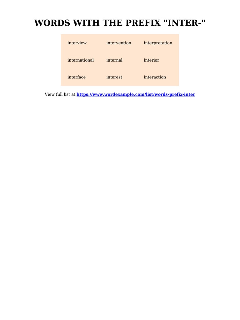 Words Prefix Inter PDF | PDF