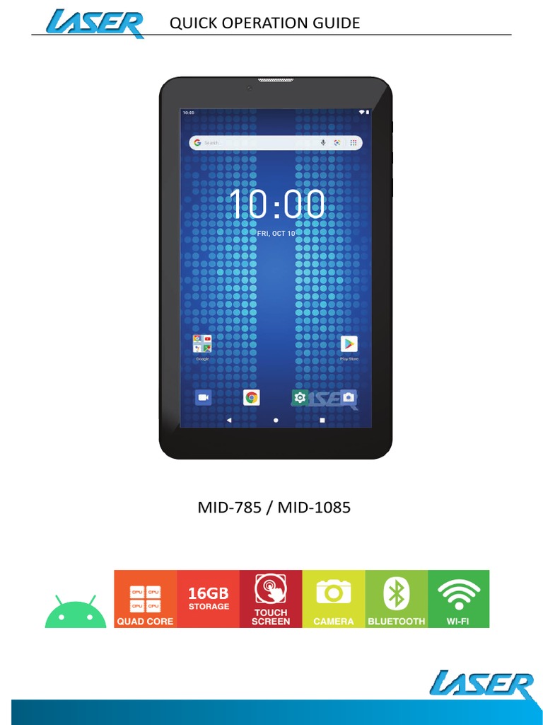 Quick start guide for MID tablet models 785 and 1085 | PDF | Tablet ...