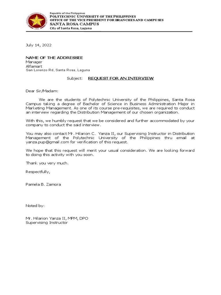 Interview Request Letter | PDF