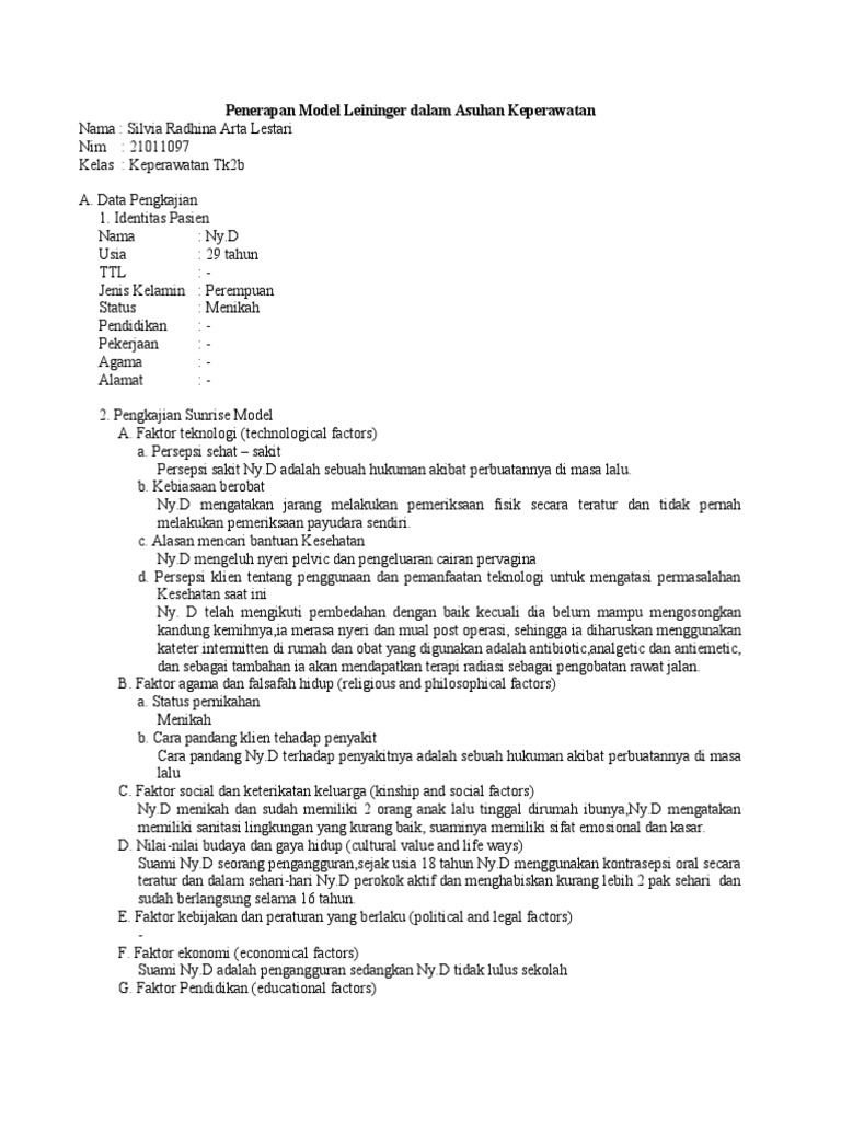 Penerapan Model Leininger Dalam Asuhan Keperawatan | PDF