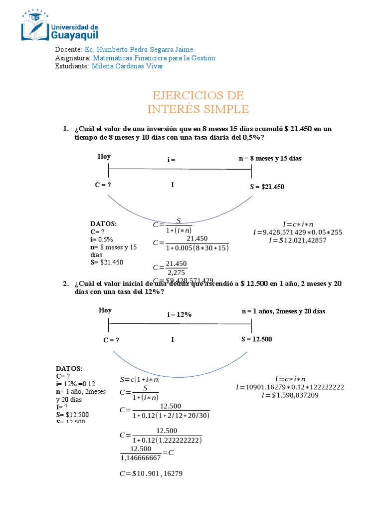 Ejercicios - Interes - Simple 2 | PDF