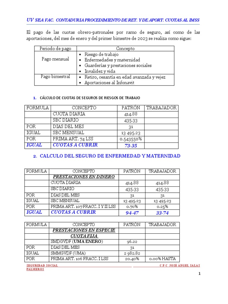 Caso Práctico Cuotas Obrero Patronales | PDF