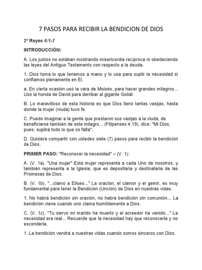 7 Pasos para Recibir La Bendicion de Dios | PDF | espíritu Santo | La unción
