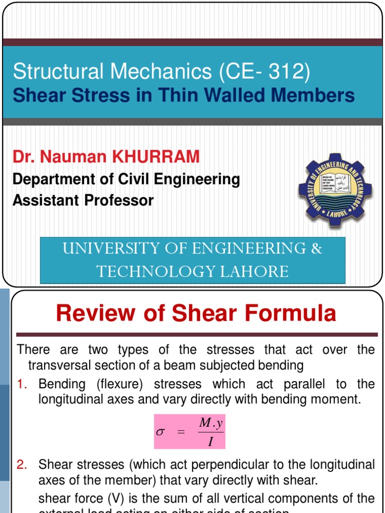 7.0 Shear Stress & Shear Center | PDF | Bending | Stress (Mechanics)
