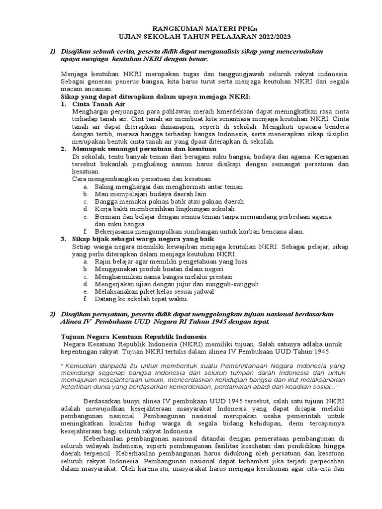 PPKN RANGKUMAN fIX 23 | PDF