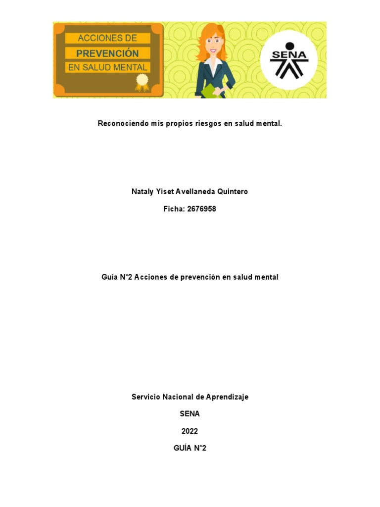 Reconociendo Mis Propios Riesgos en Salud Mental. | PDF | Violencia | Ansiedad