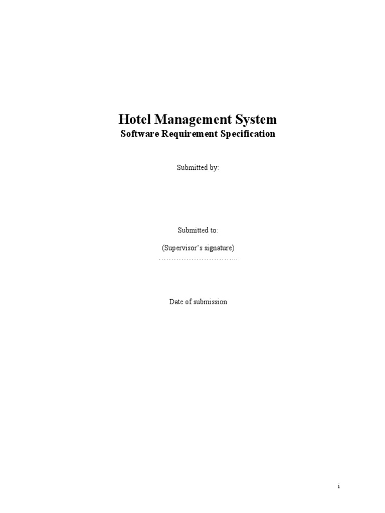 Srs - Document - For - Hotel - Management - System Example | PDF | Use Case | Databases