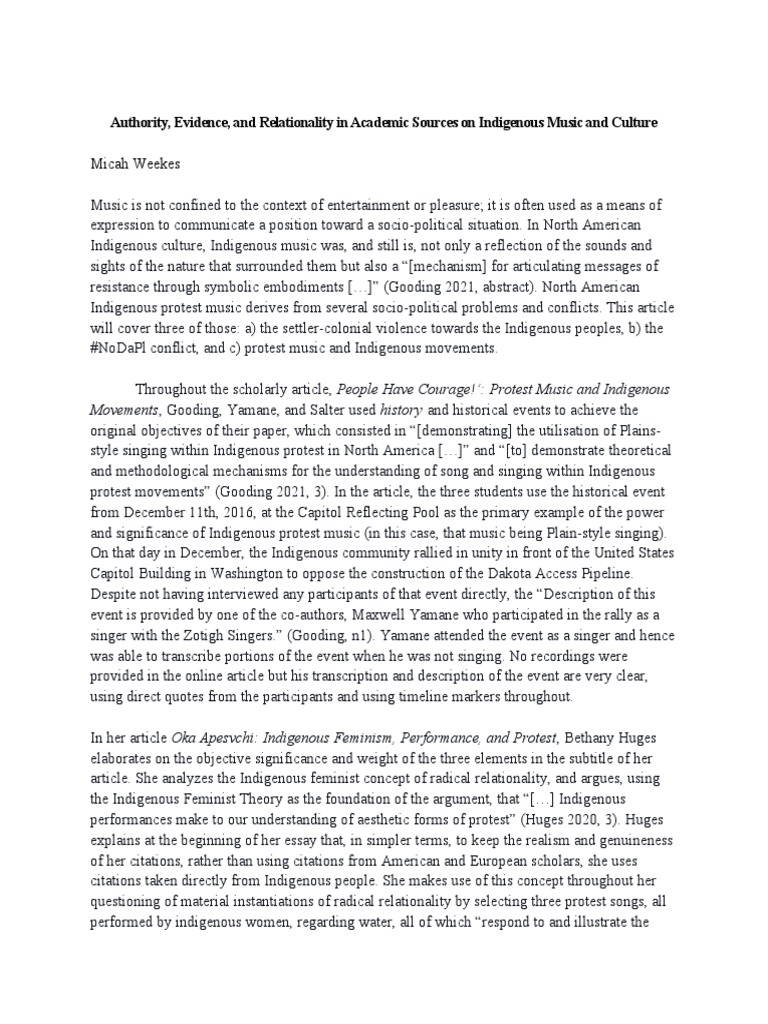 Indigenous Protest Music Final | PDF | Knowledge | Argument