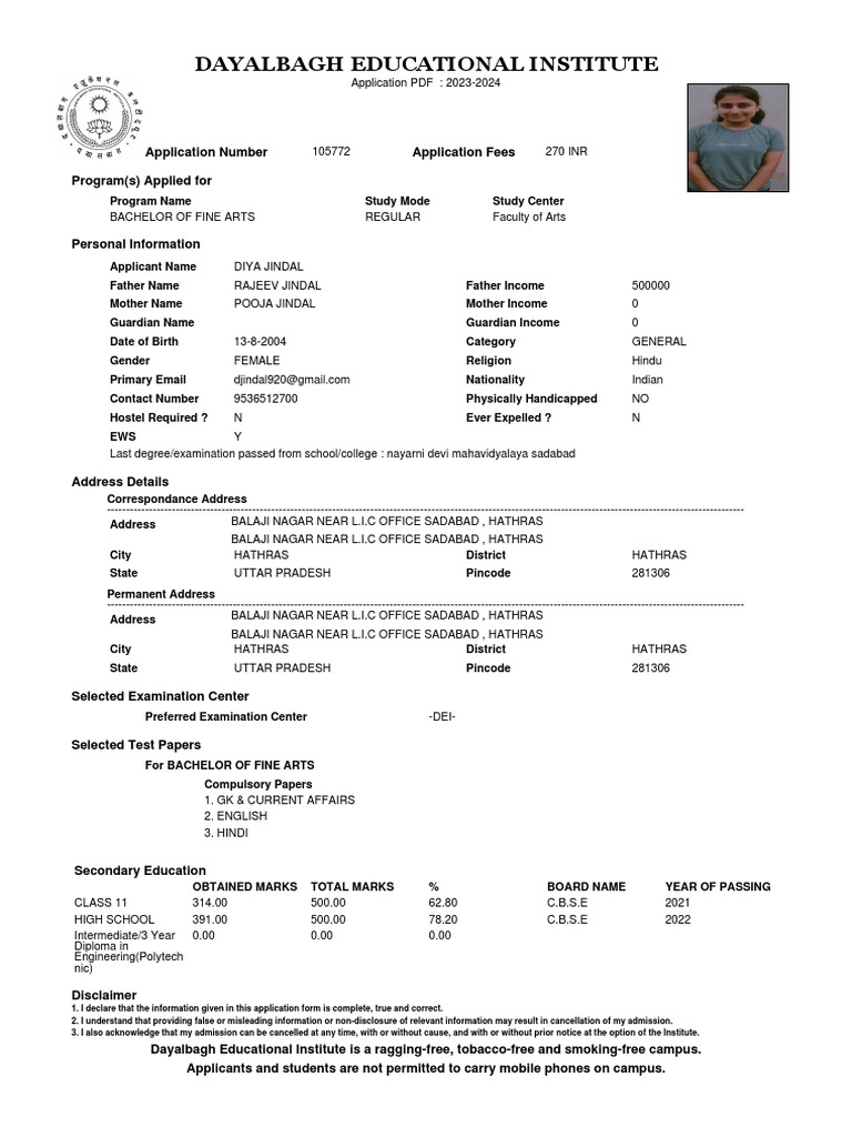 Dayalbagh Educational Institute | PDF | Educational Stages | Qualifications