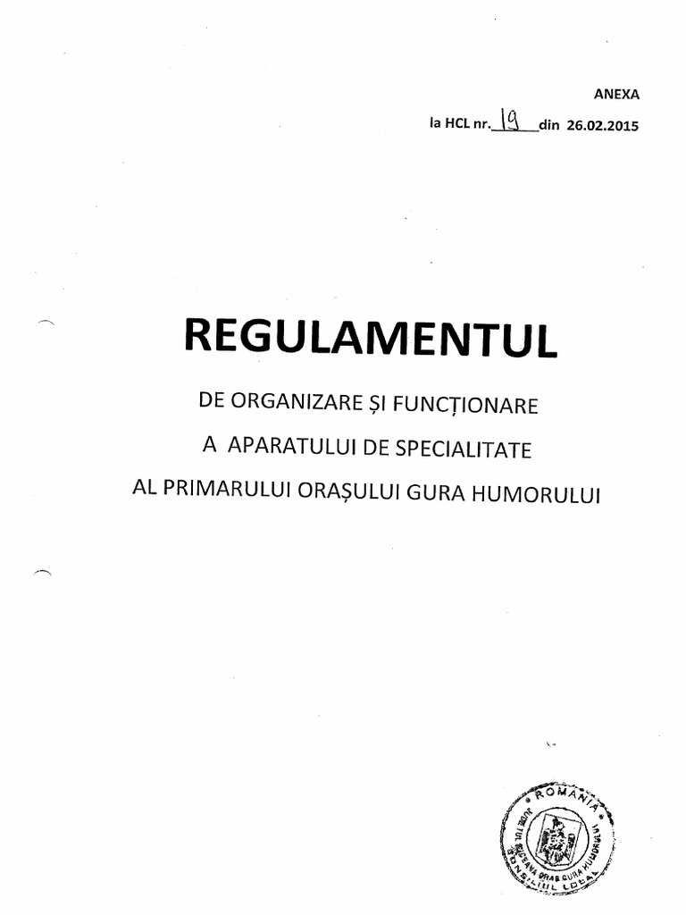 Regulament de Organizare Si Functionare | PDF