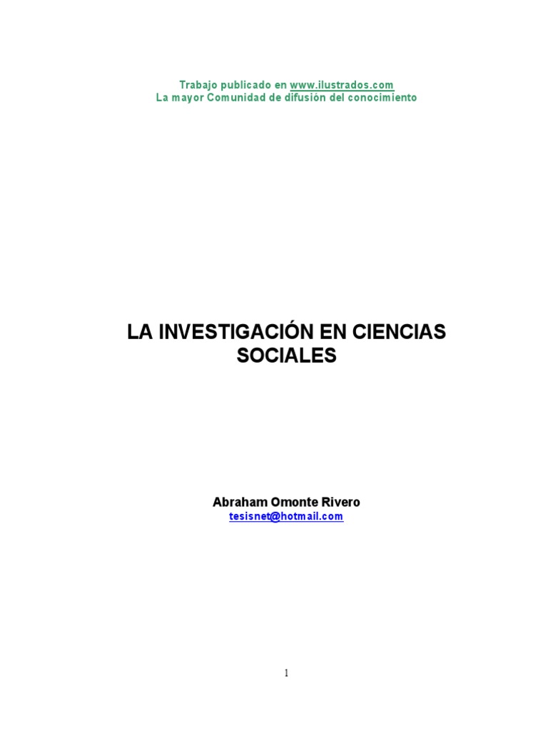 La Investigacion en Ciencias Sociales | PDF
