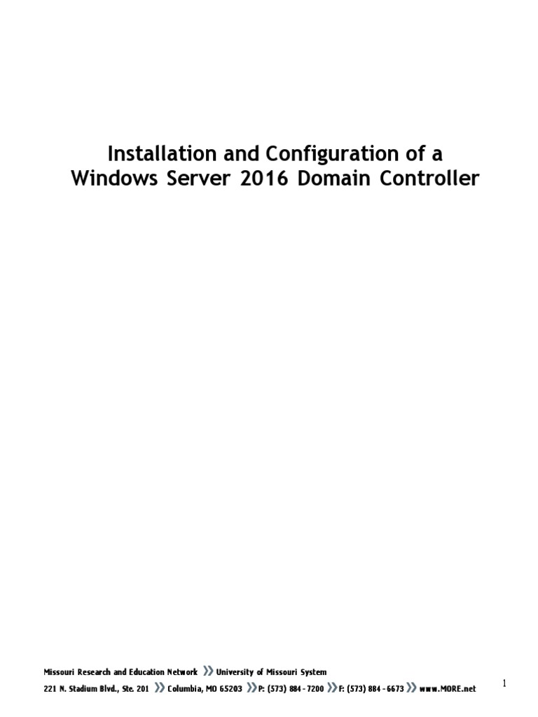 Installation and Configuration of A Windows Server 2016 Domain ...
