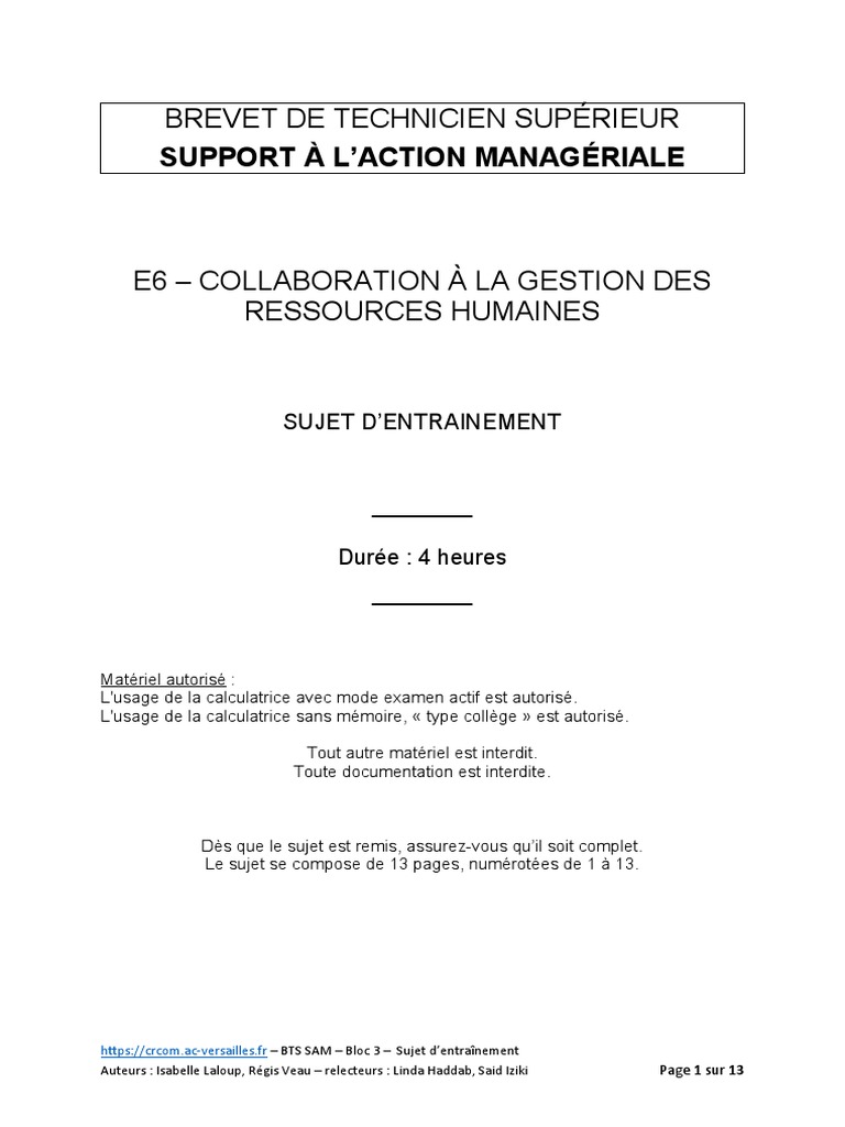 Sujet Bts Sam CGRH Alphatel | Download Free PDF | Gestion des ...