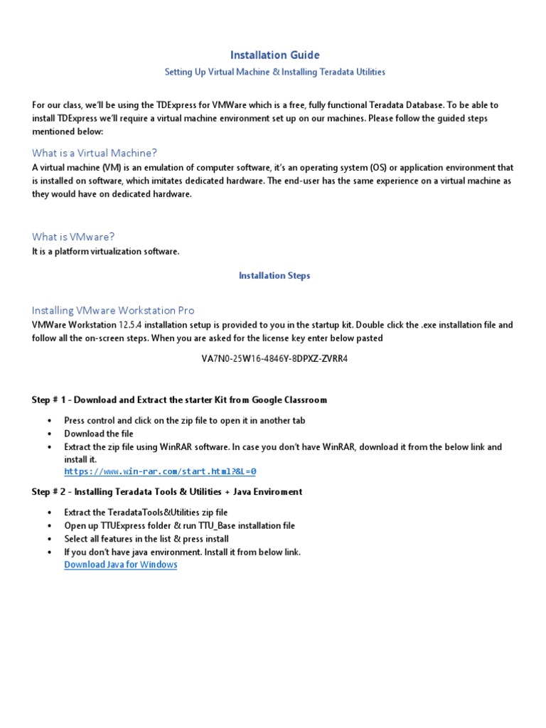 Installation Guide Teradata Pdf Virtual Machine Virtualization