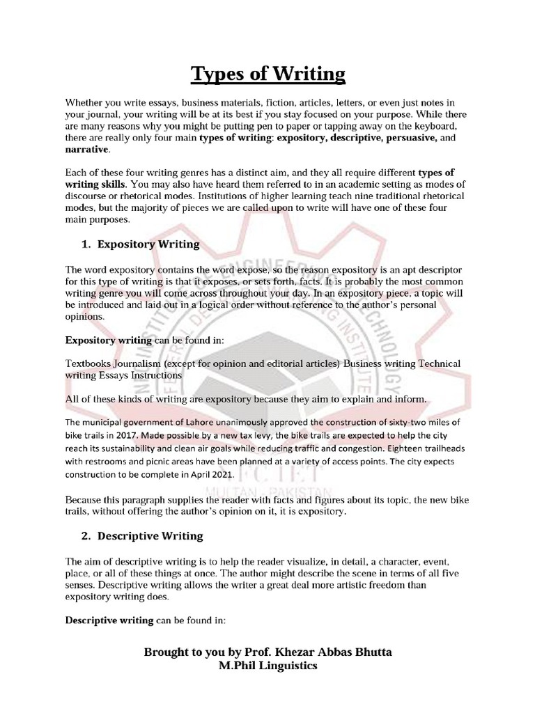 Types of Writing | PDF