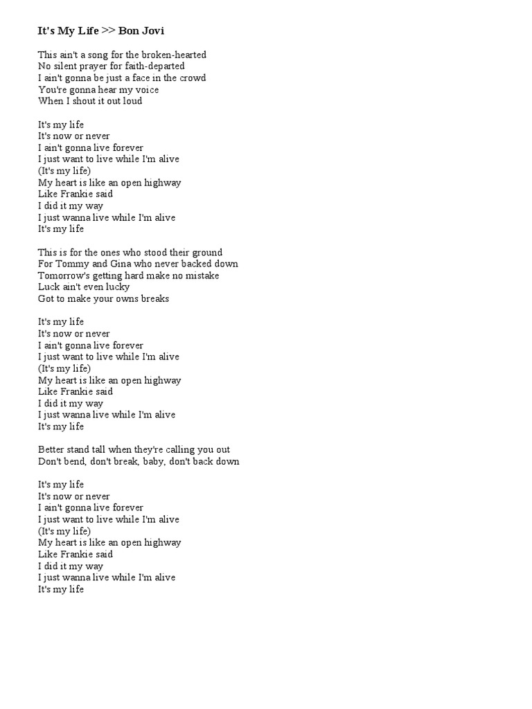 It's My Life Bon Jovi | PDF
