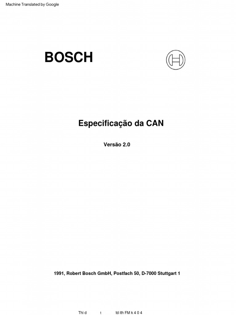Bosch CAN Specification Version 2.0 | PDF
