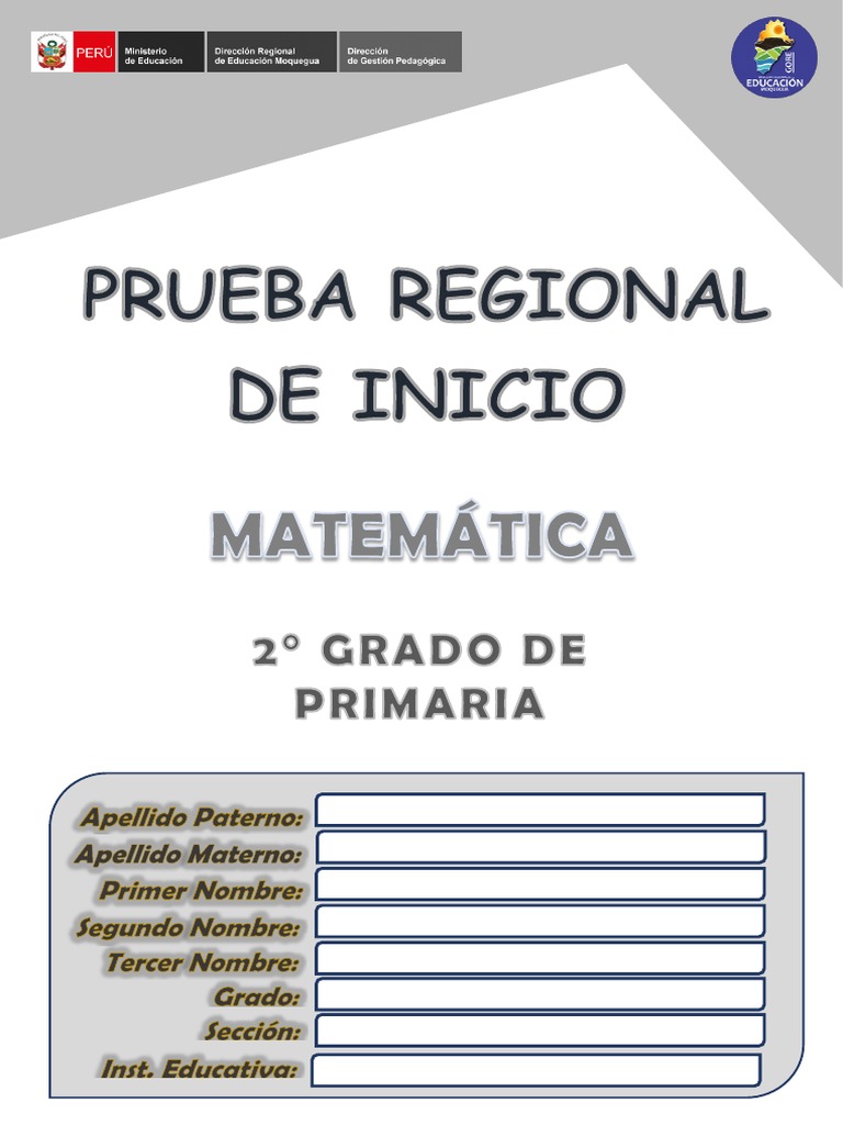 Prueba Regional 2022: Matemáticas 2° Grado | PDF