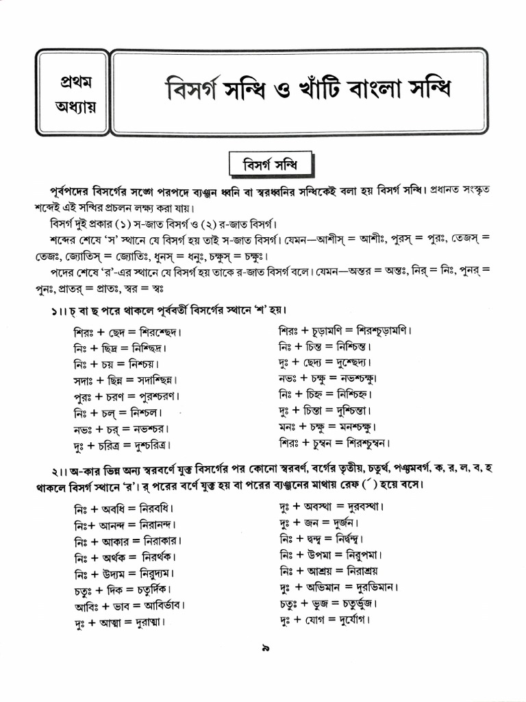94 Bisargo Sandhi o Khanti Bangla Byanjan Sandhi | PDF
