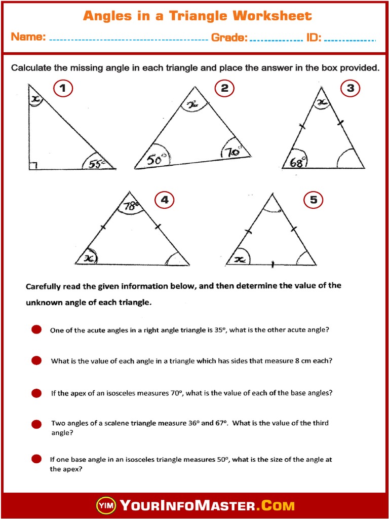 Angles In A Triangle Worksheet Pdf Pdf