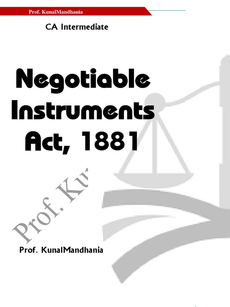 Negotiable Instruments Act, 1881 PDF | PDF | Negotiable Instrument | Cheque