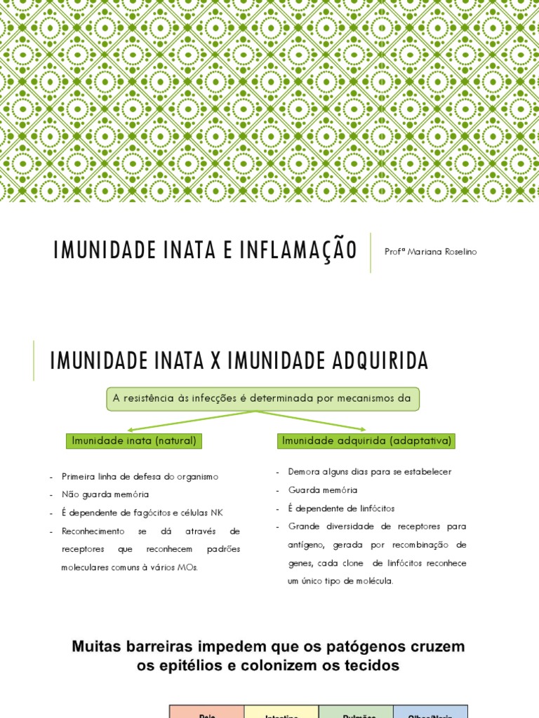 Aula 2 - Imunidade inata | PDF | Inflamação | Sistema imunológico
