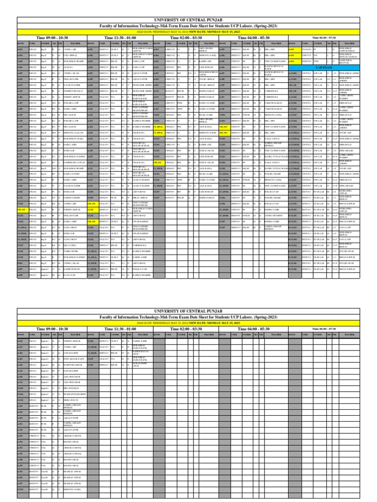 FOITCS Mid Term Date Sheet S23 Revised Final Version | PDF