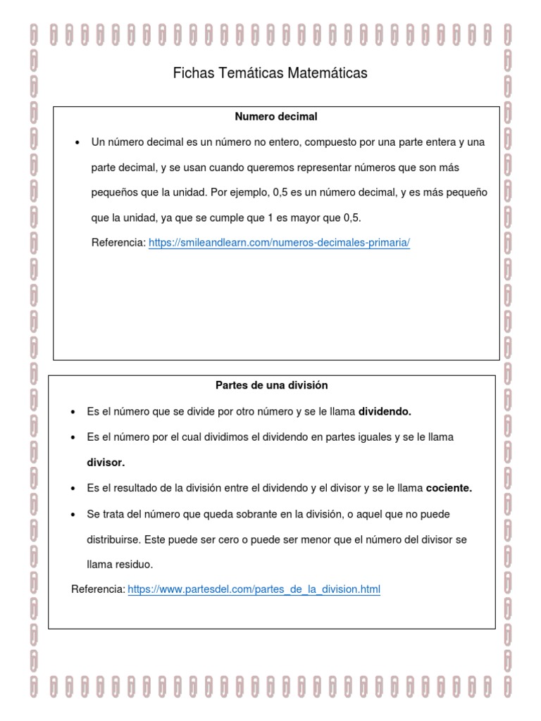 Fichas Temáticas Matemáticas | PDF | División (Matemáticas) | Biodiversidad