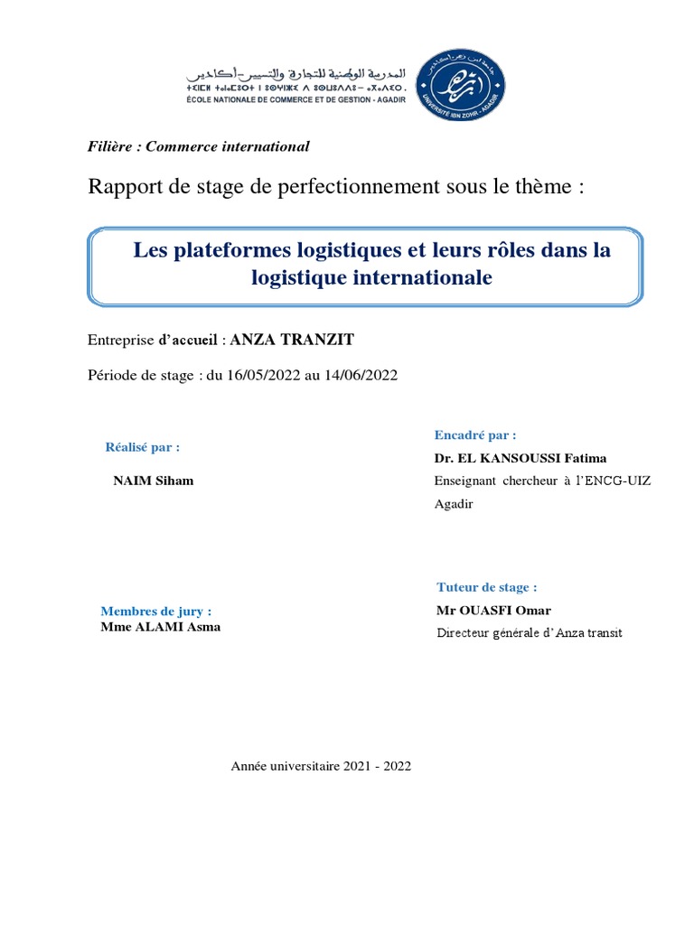 Rapport S8 Les Plateformes Logistiques | PDF