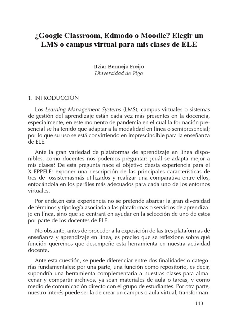 ¿Google Classroom, Edmodo o Moodle | PDF | Moodle | Enseñando