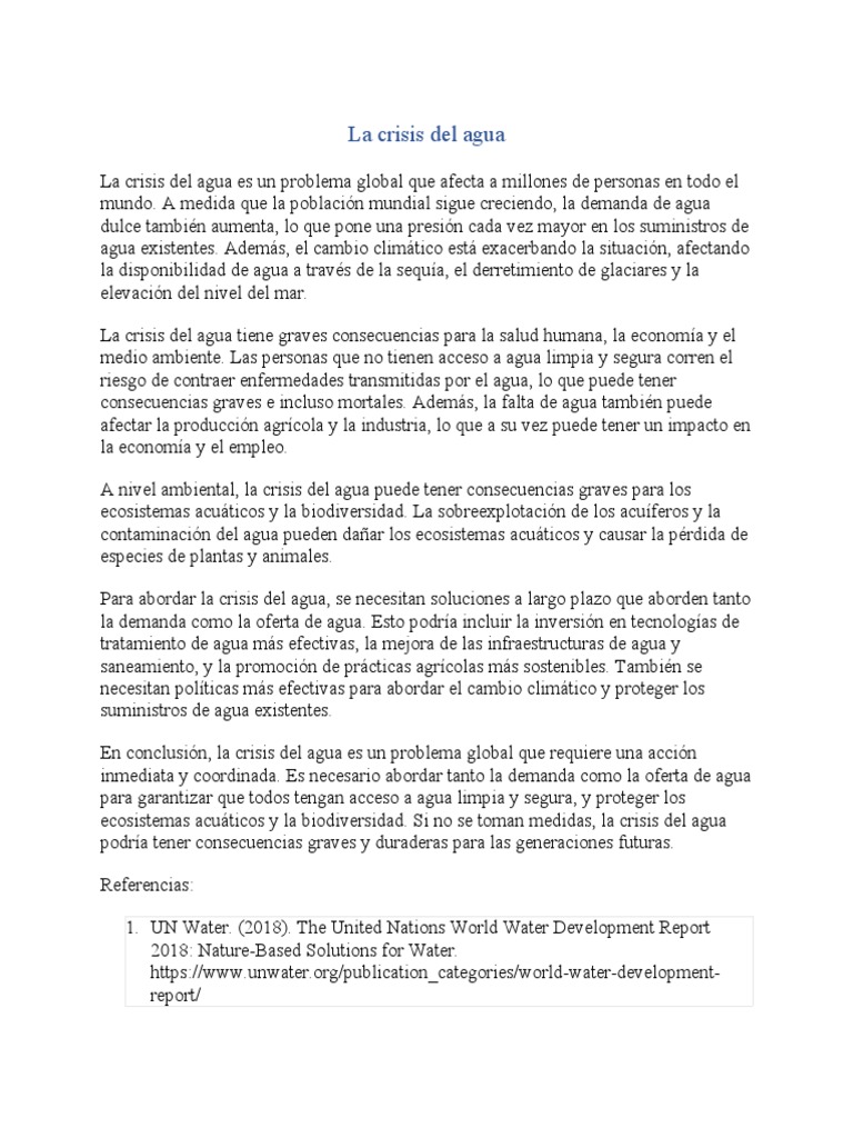 Consecuencias de la crisis del agua | PDF | Agua | Entorno natural
