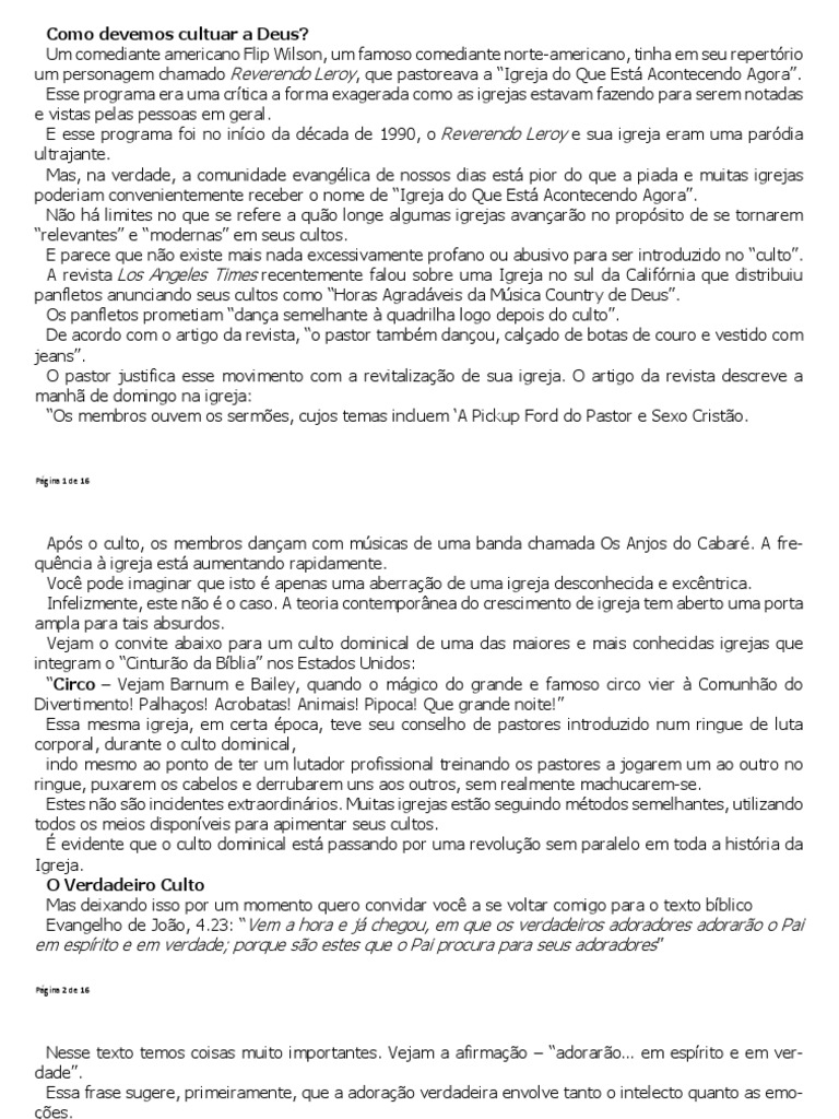 Como Devemos Cultuar A Deus | PDF | Sola scriptura | Igreja cristã