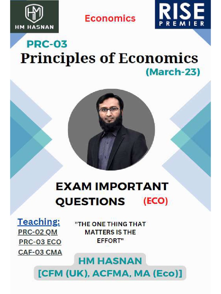 ECO Exam IMP Questions (March-23) HM Hasnan PDF | PDF | Demand | Economics