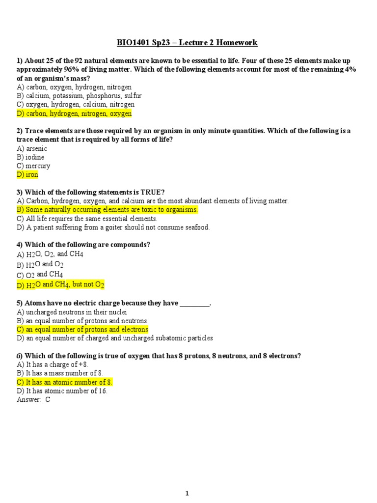 Essential Elements and Atomic Structure Quiz | PDF | Ion | Chemical Bond