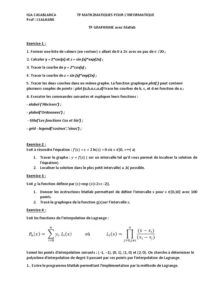 TP GRAPHISME Avec Matlab | PDF