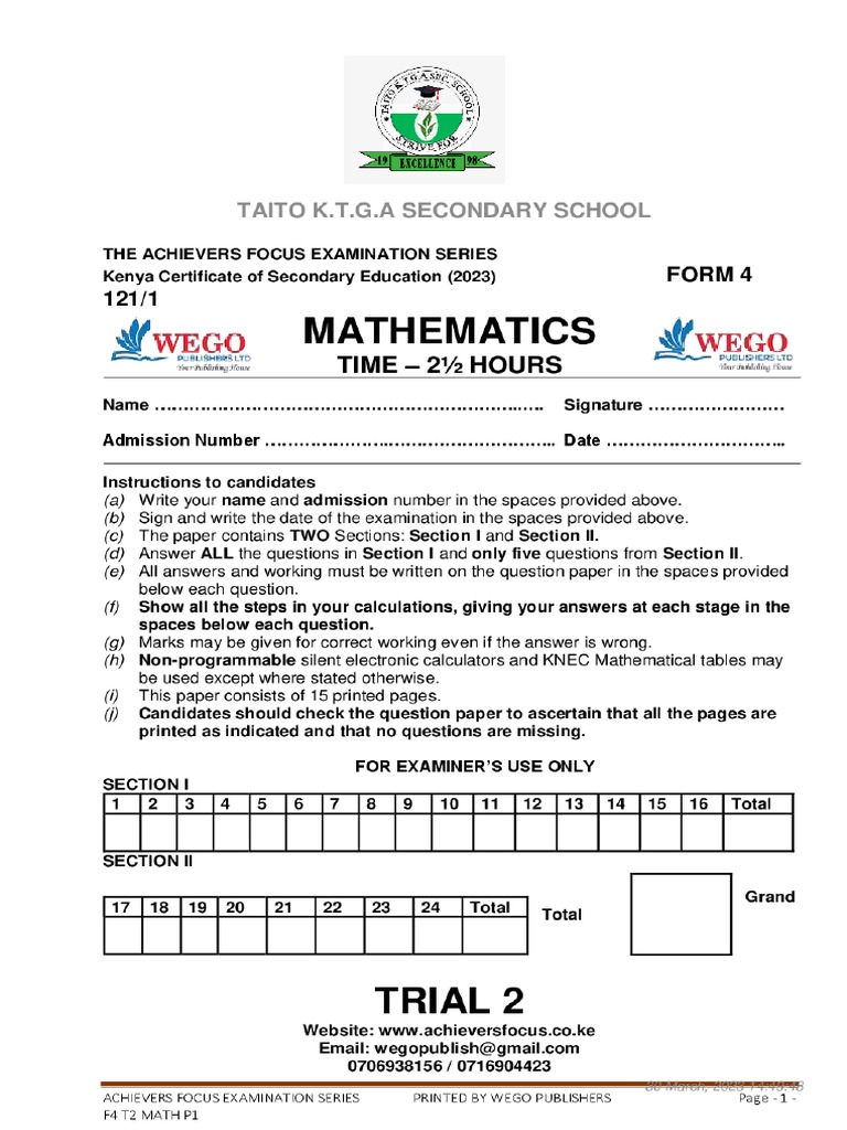 TR30 T1 F4 S14232 F4 Math P1 QN | PDF